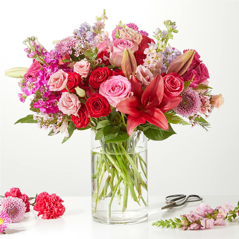 Swooning Over You - A Florist Original – pink, red flower arrangement ...