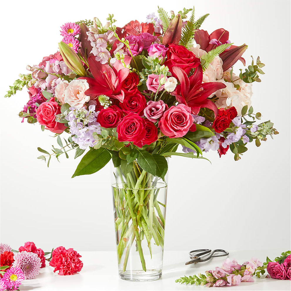 Swooning Over You - A Florist Original – pink, red flower arrangement ...