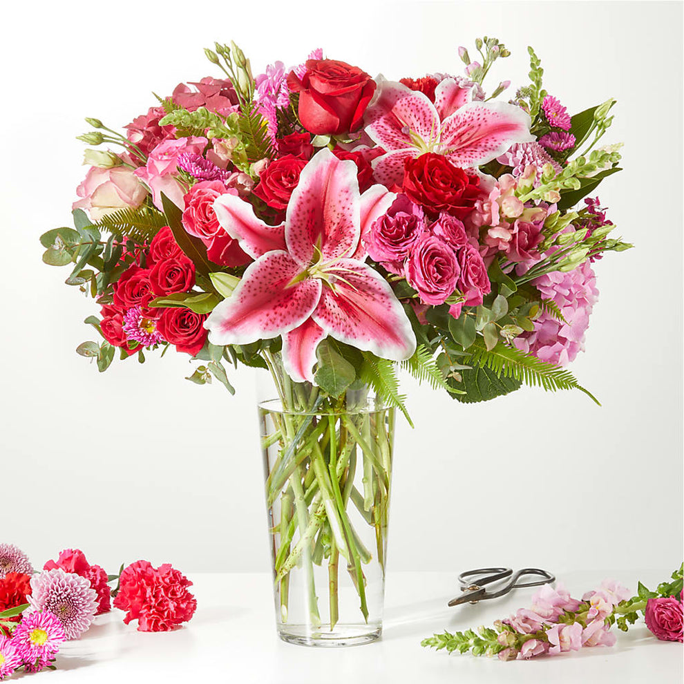 Swooning Over You - A Florist Original – pink, red flower arrangement ...