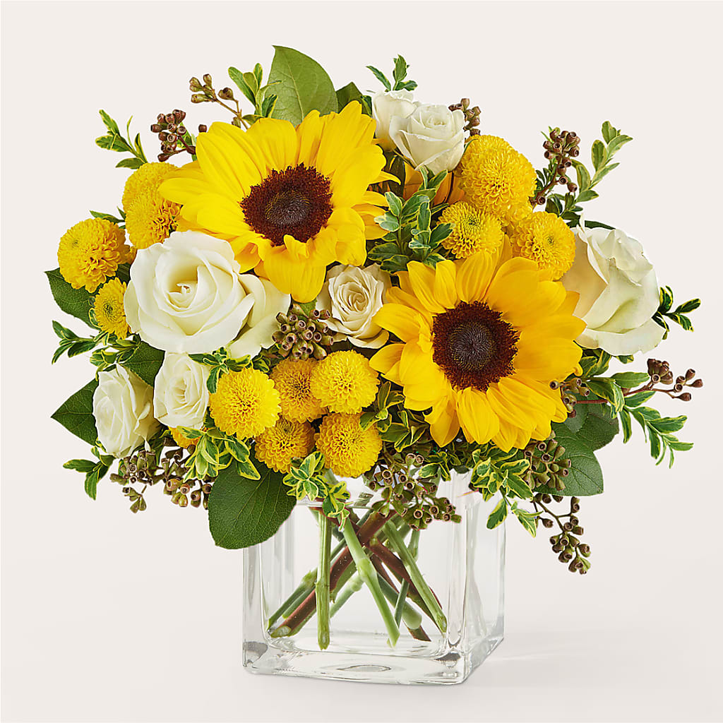 Luminous Morning Bouquet – white, yellow flower arrangement ...